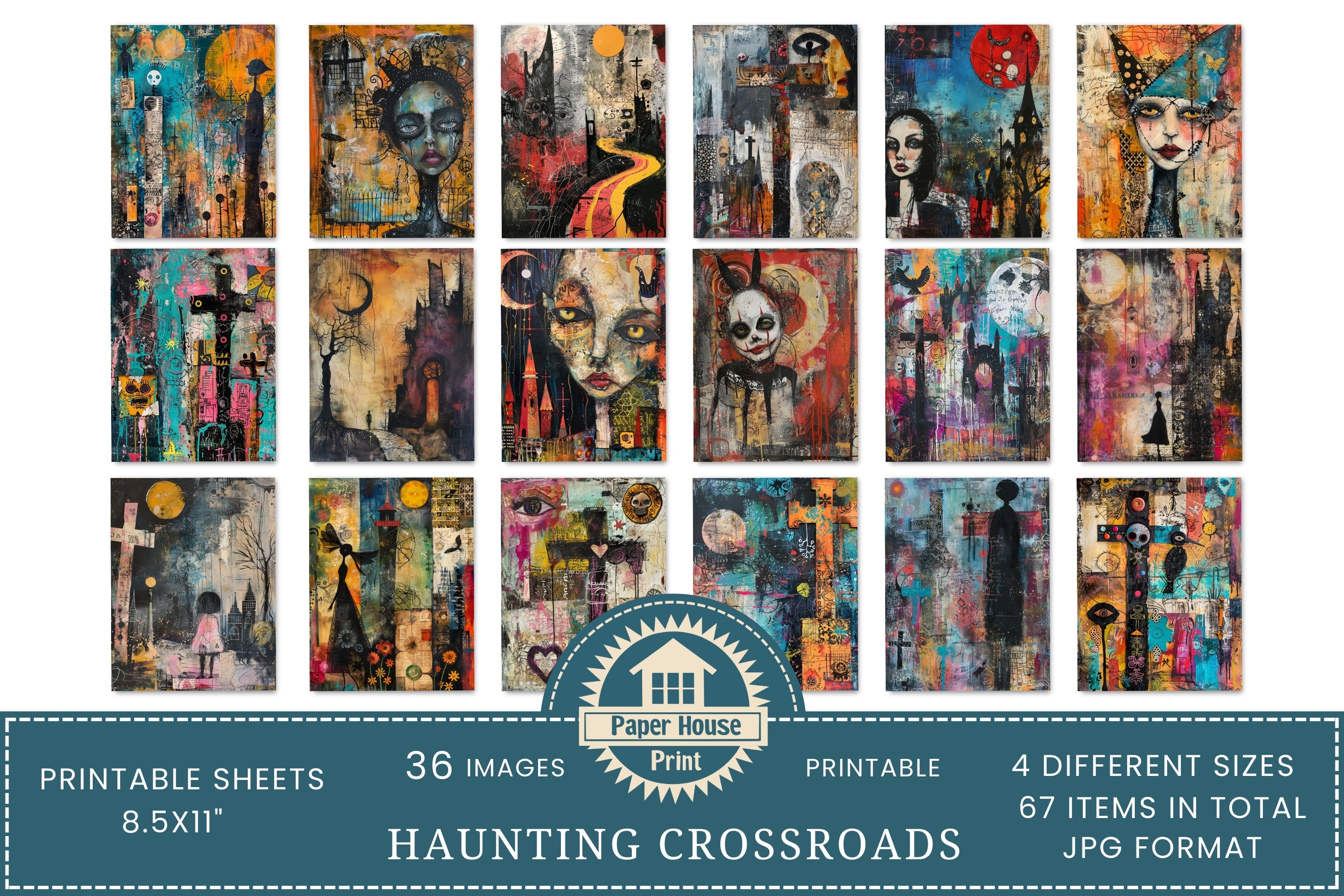 Haunting Crossroad a Whimsical Gothic Mixed Media Printable Paper ...