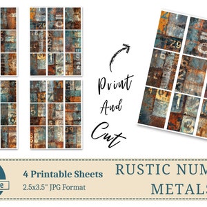 Rustic Numeric Metals Printable Paper, 36 Designs, Metal Texture ...