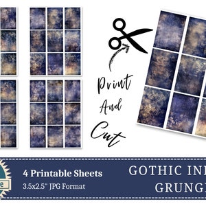 Indigo Scripts & Gothic Junk Journal Papers, Digital Paper, Digital ...