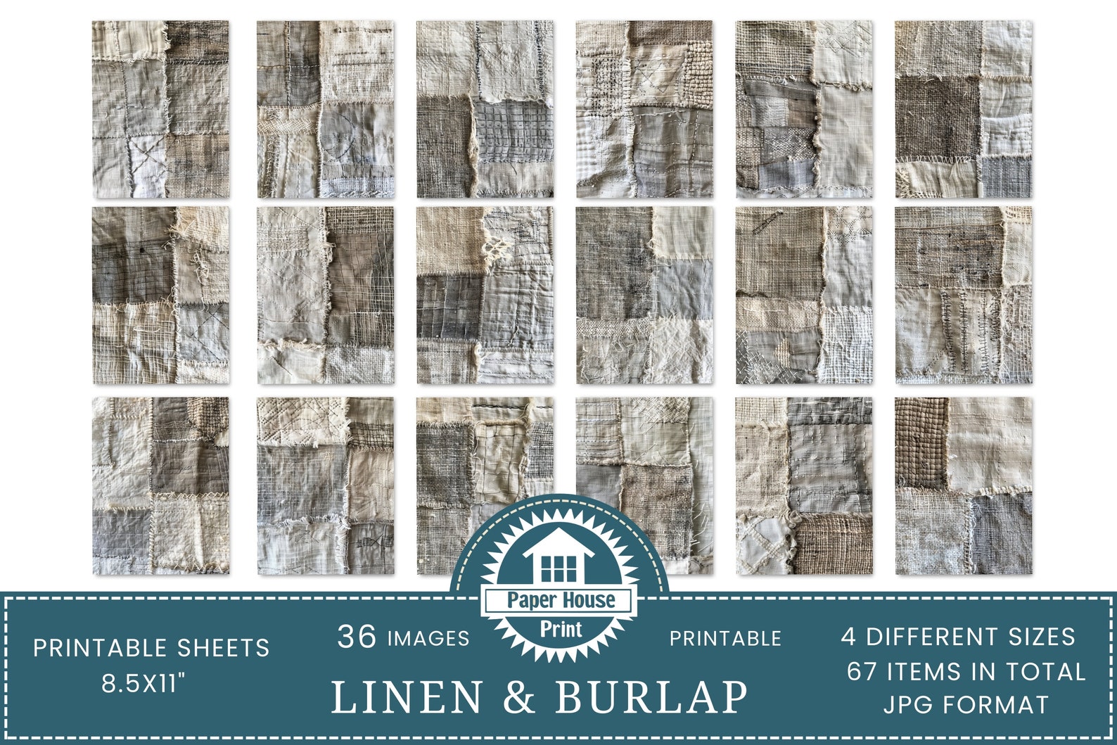 Rustic Linen and Burlap Patchwork Background Images, Scrapbook Images ...