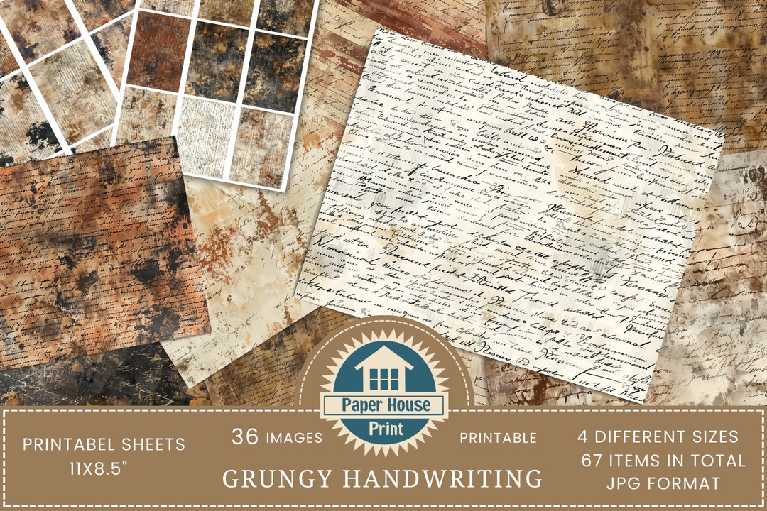 Old Handwriting Junk Journal Pages, Digital Scrapbook Paper Kit ...