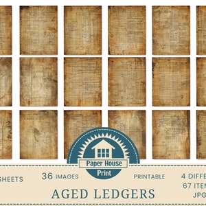 Vintage Ledger Pages, Digital Antique Accounting Ledger, Printable ...