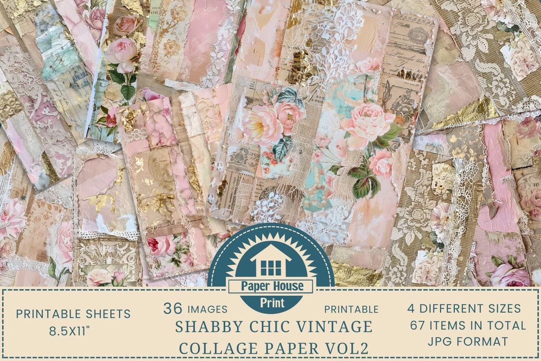 Shabby Chic Junk Journal Pages, Digital Paper Pack, Journaling Supplies ...