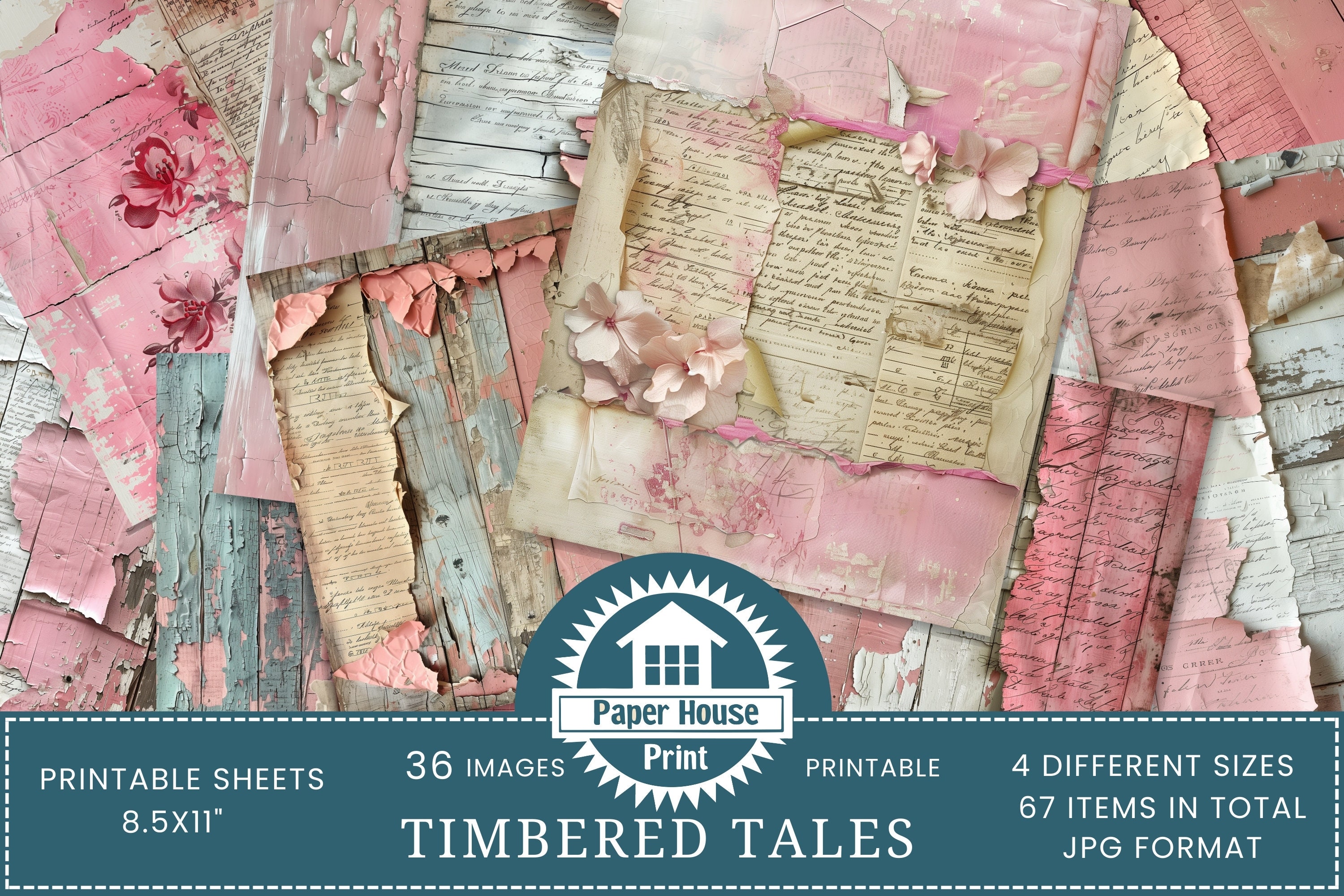 Timbered Tales Junk Journal Pages, Tattered Notes Printable, Tattered ...