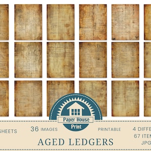 Vintage Ledger Pages, Digital Antique Accounting Ledger, Printable ...