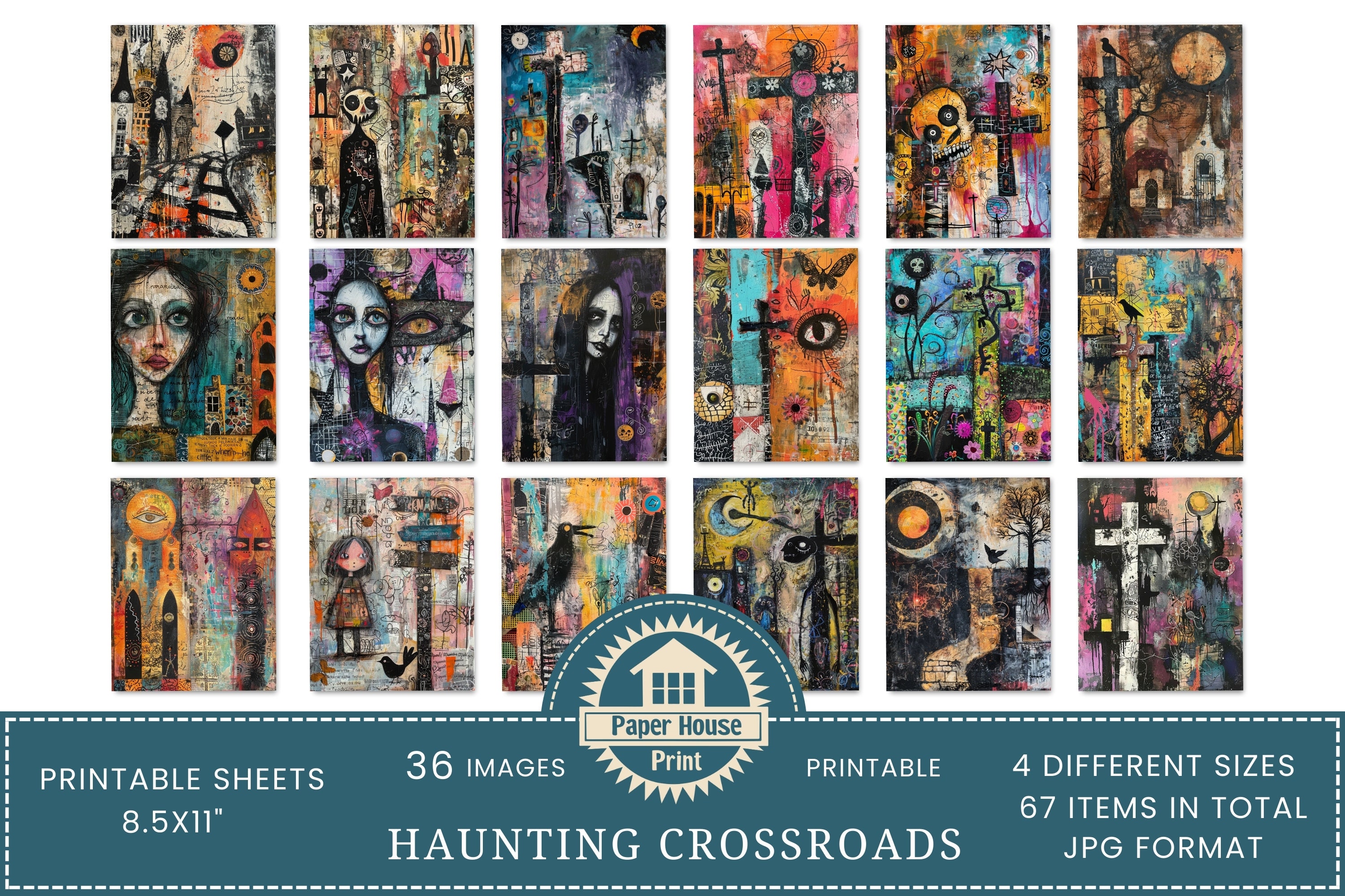 Haunting Crossroad a Whimsical Gothic Mixed Media Printable Paper ...