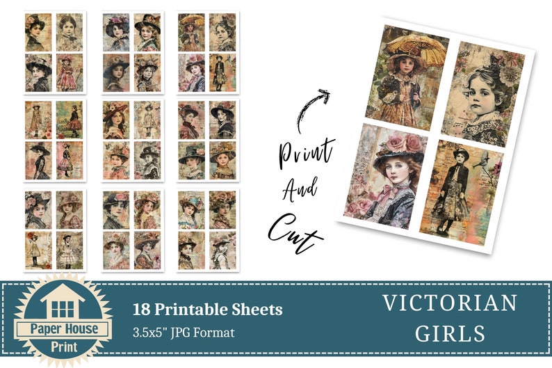 Victorian Girls Scrapbooking Paper, Vintage Girl Portraits, Girl ...