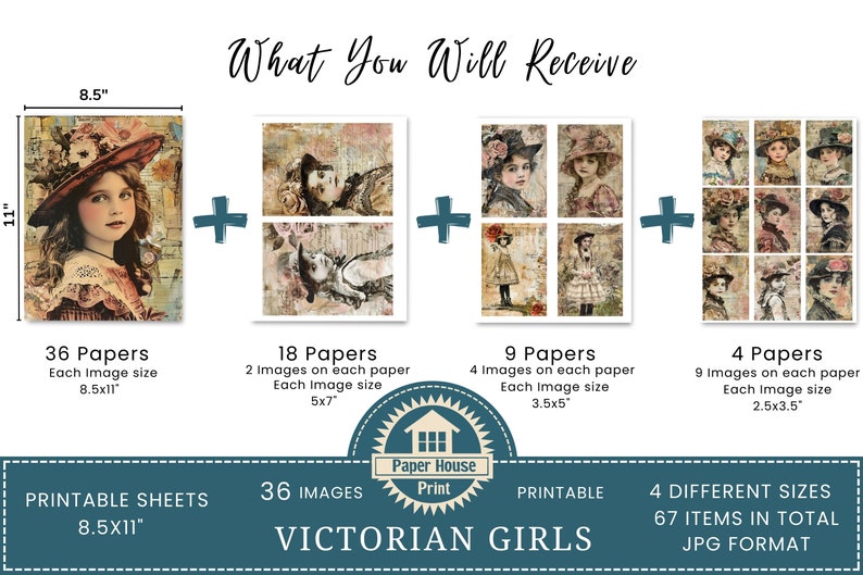 Victorian Girls Scrapbooking Paper, Vintage Girl Portraits, Girl ...