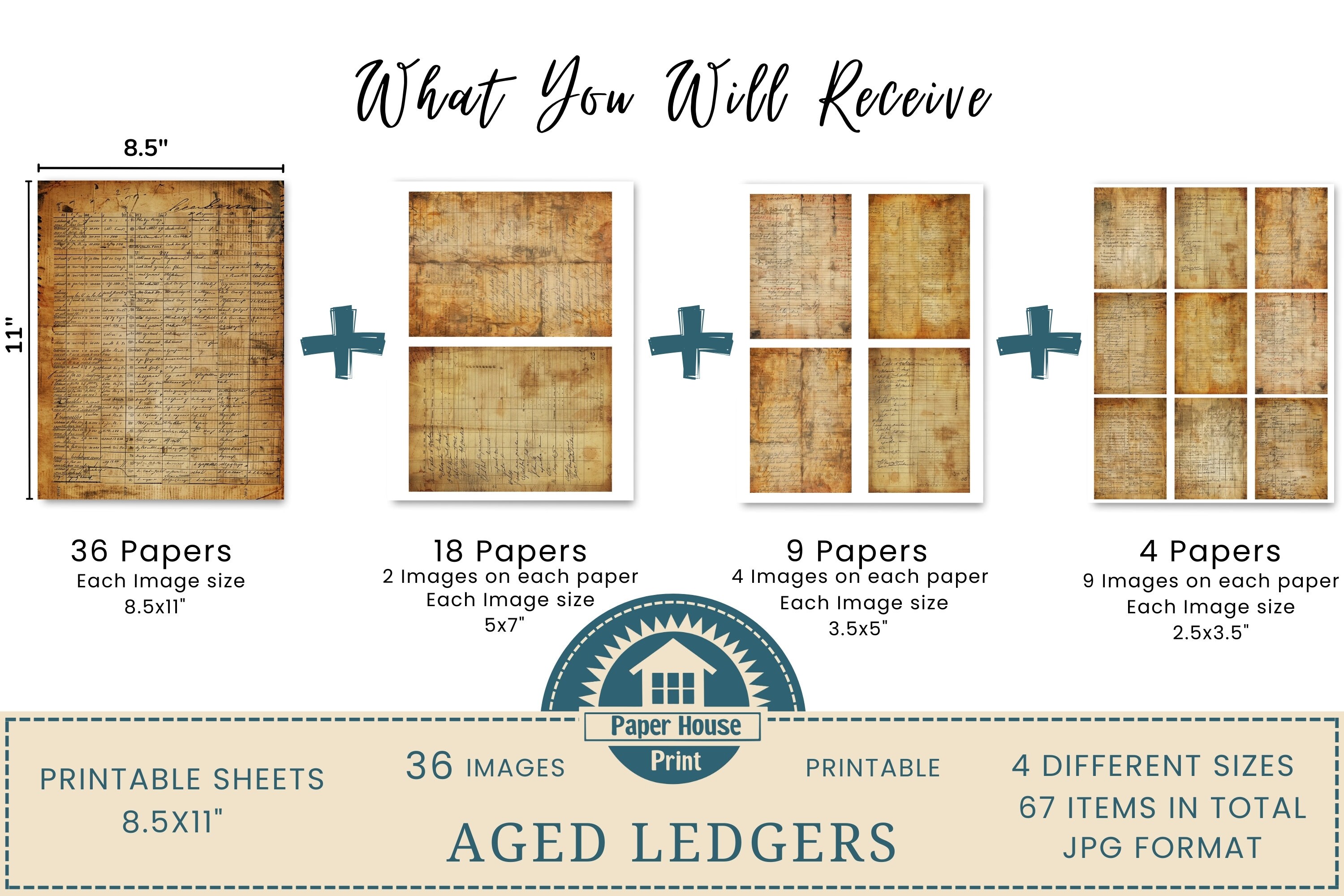 Vintage Ledger Pages, Digital Antique Accounting Ledger, Printable ...