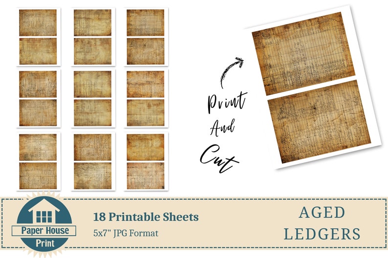 Vintage Ledger Pages, Digital Antique Accounting Ledger, Printable ...