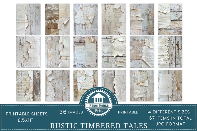 Timbered Tales Junk Journal Pages, Tattered Notes Printable, Tattered ...