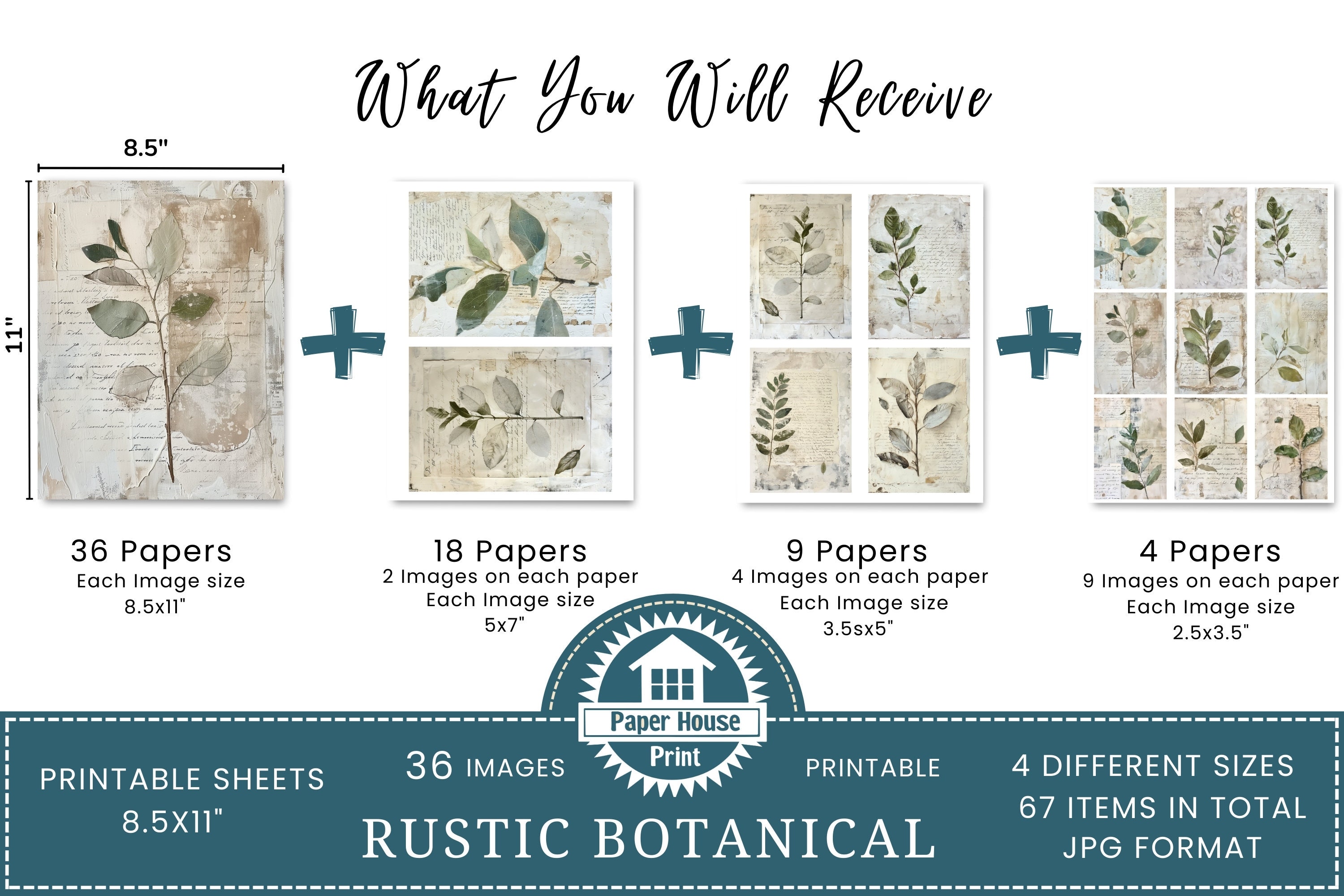 Rustic Botanical Junk Journal Printable, Vintage Scrapbooking Pages ...