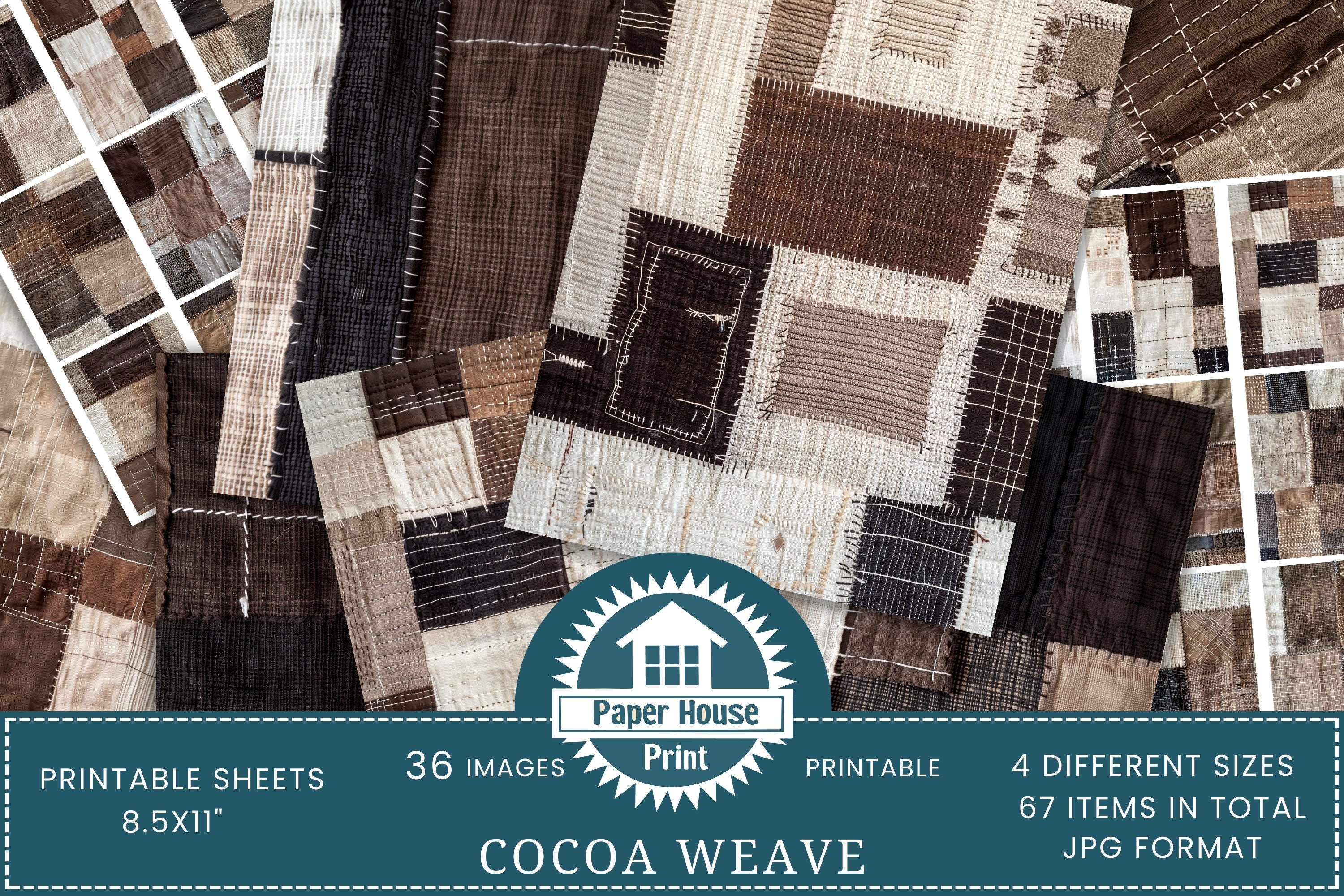 Cocoa Weave Linen Patchwork Background Images, Scrapbook Images, Linen ...