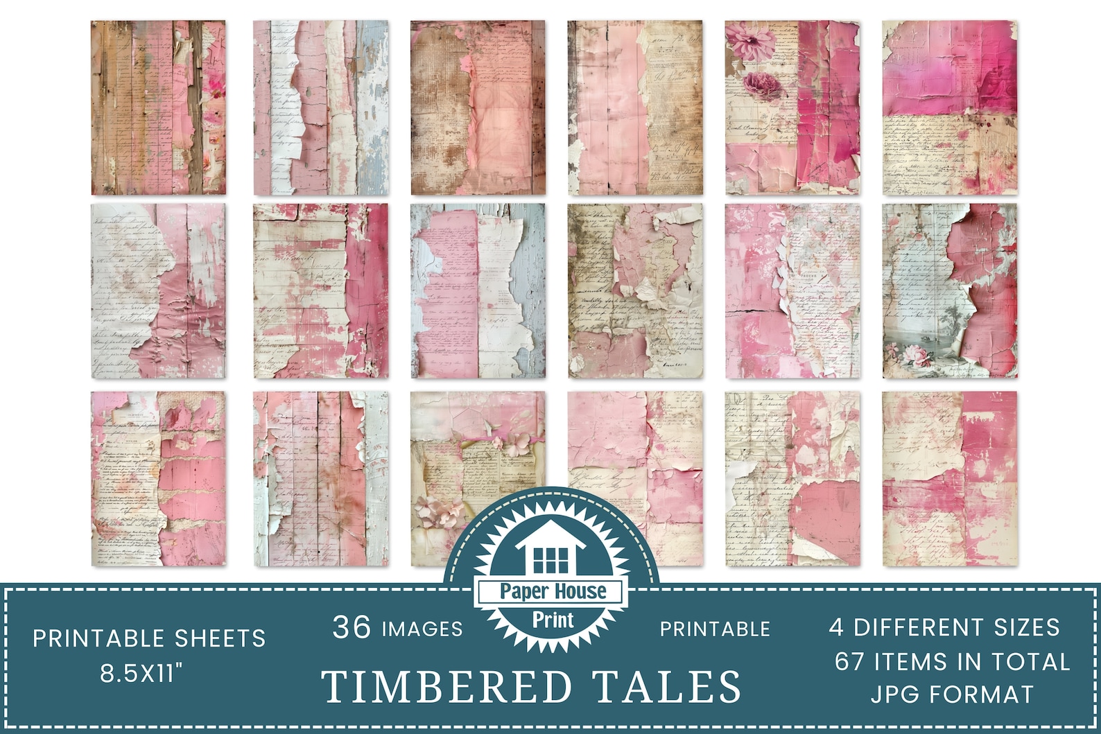 Timbered Tales Junk Journal Pages, Tattered Notes Printable, Tattered ...