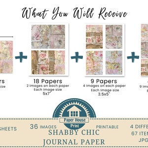 Shabby Chic Junk Journal Pages, Digital Paper Pack, Journaling Supplies ...