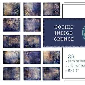 Indigo Scripts & Gothic Junk Journal Papers, Digital Paper, Digital ...