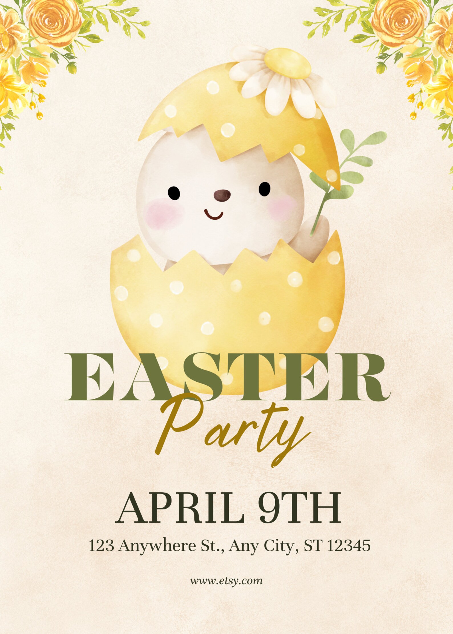 Editable Easter Party Invitation Card, Editable Canva Instant Download ...