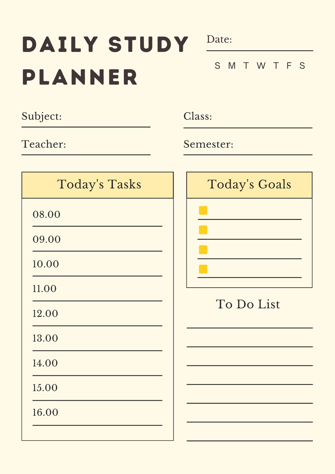 Study Planner, Student Study Planner, Study Planner Printable, Daily ...