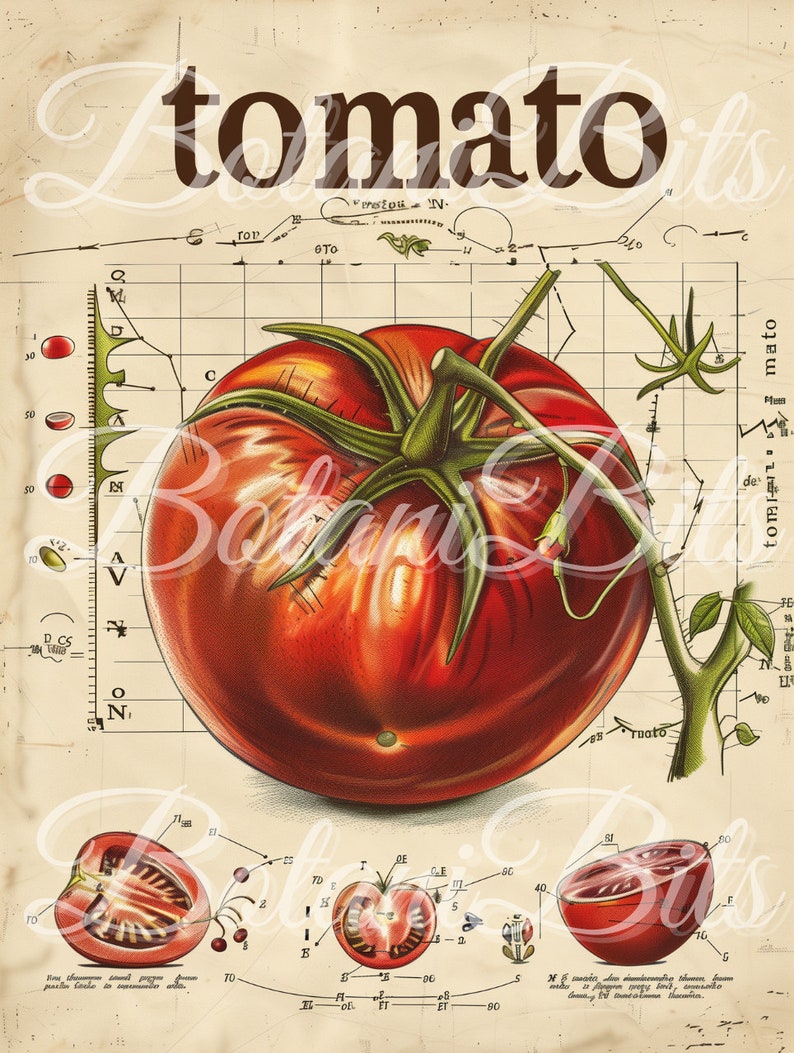 Botanical Anatomy Art Print • Tomato Illustration • Educational Digital ...
