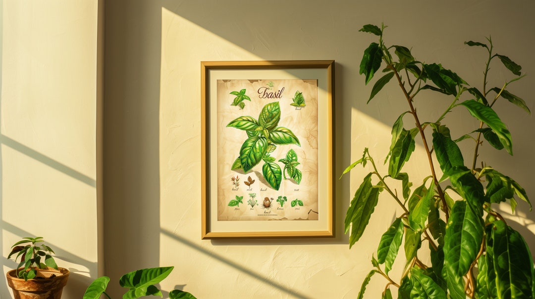 Botanical Anatomy Art Print • Basil Illustration • Educational Digital ...