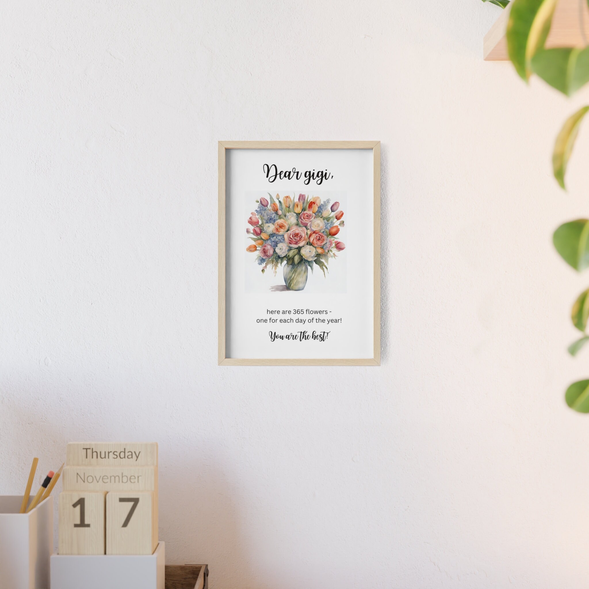 Dear Gigi Poster With Wooden Frame, Wall Art, Gift for Birthday ...