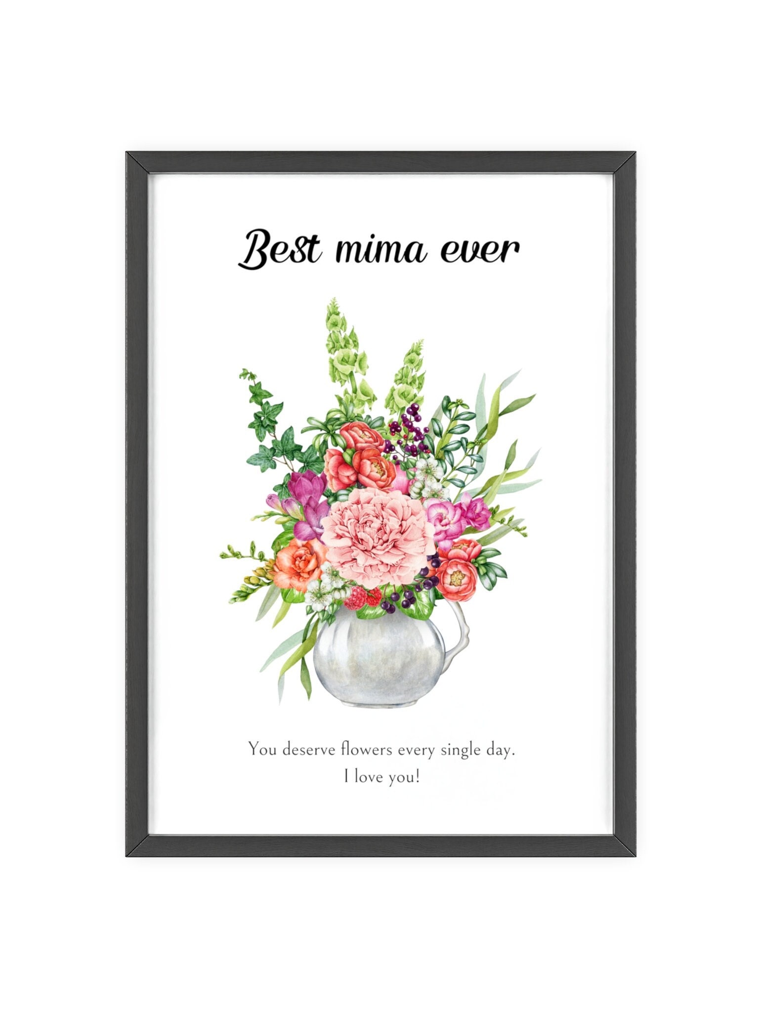Best Mima Ever Poster With Wooden Frame, Wall Art, Gift for Birthday ...