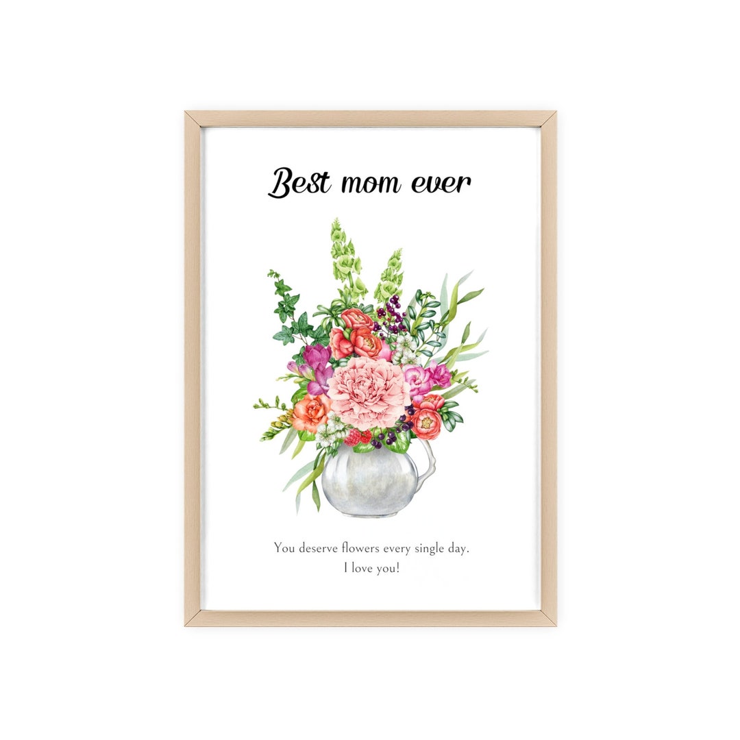 Best Mom Ever Poster With Wooden Frame, Wall Art, Gift for Birthday ...