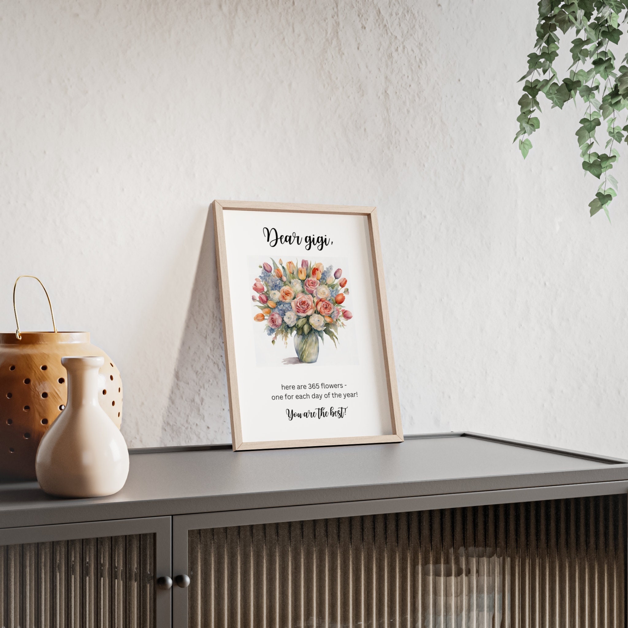 Dear Gigi Poster With Wooden Frame, Wall Art, Gift for Birthday ...