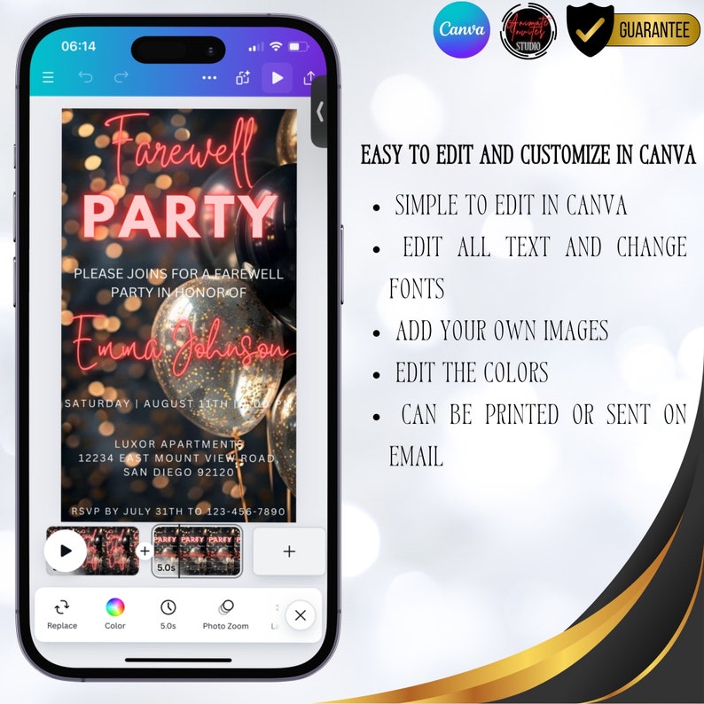 Farewell Party Invitation Video Template, Editable Digital Download ...