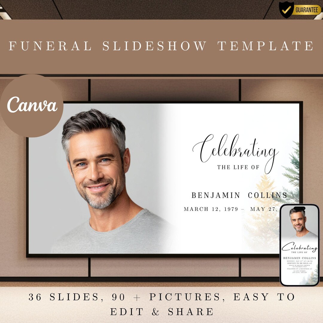 Forest Funeral Photo Slideshow Canva Template, Nature Editable Memorial ...