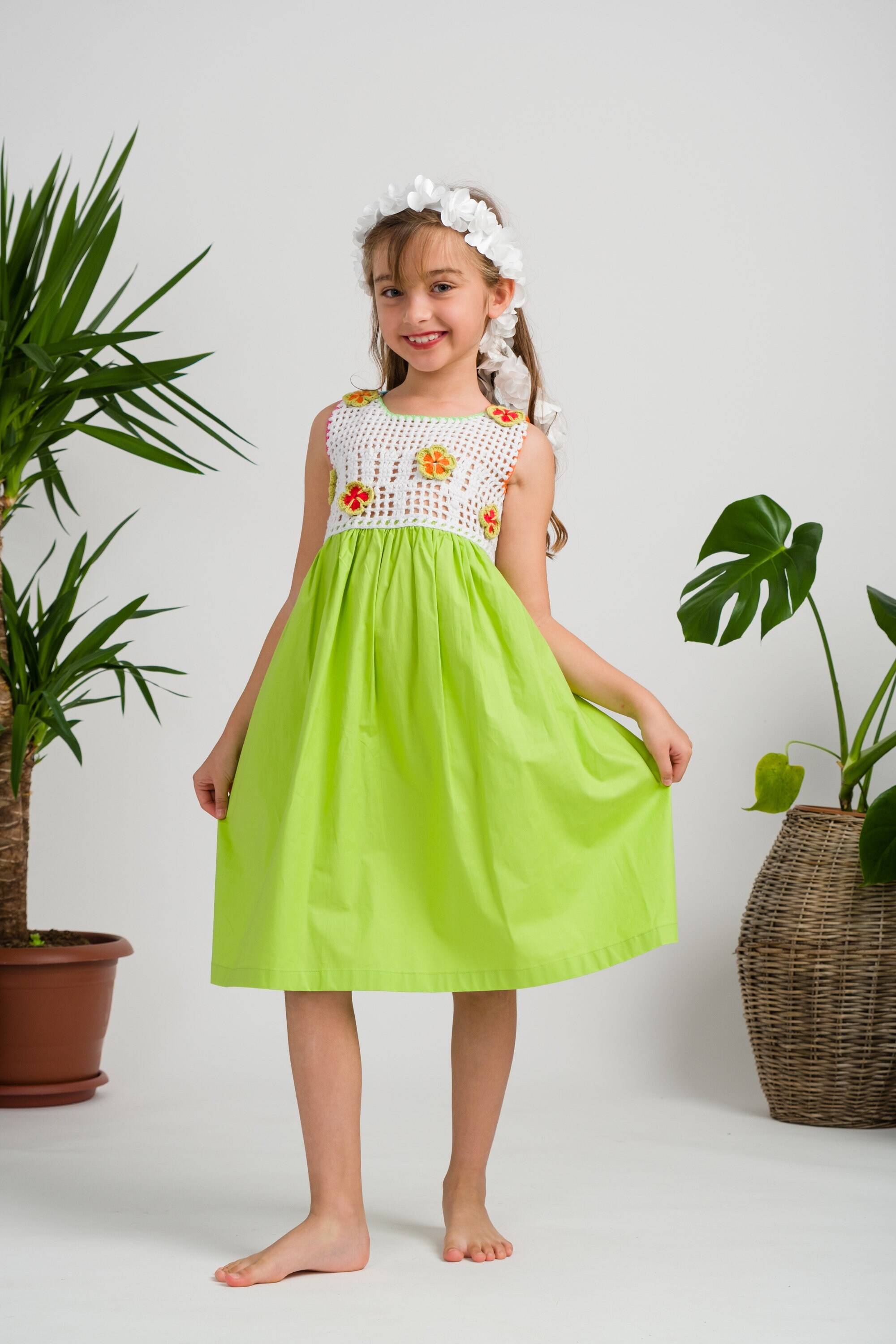 Handmade Crochet and Cotton Summer Dress for Girls - Etsy