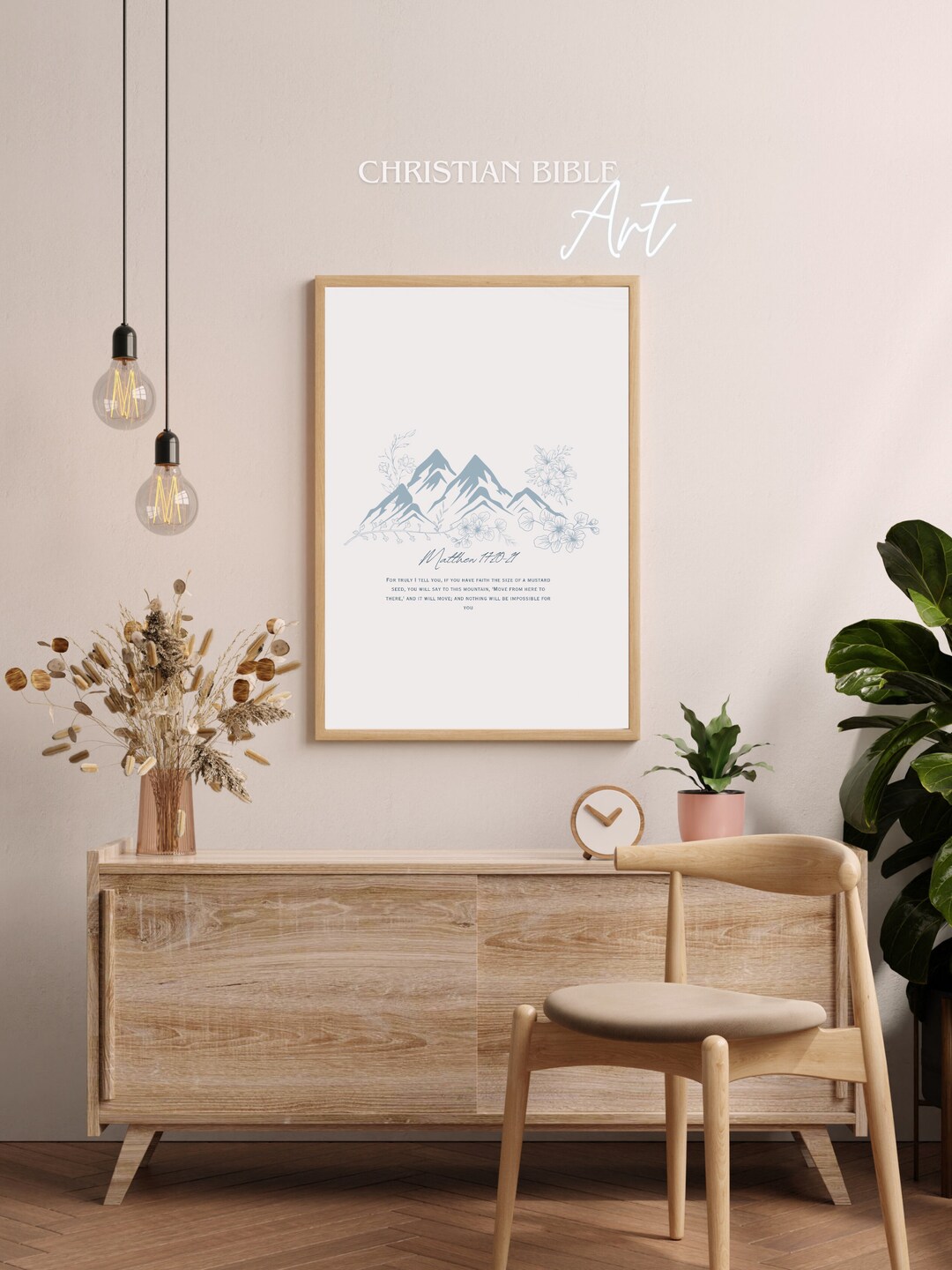 Christian Bible Verse Scripture Digital Art Print Matthew 17:20-21 Art ...