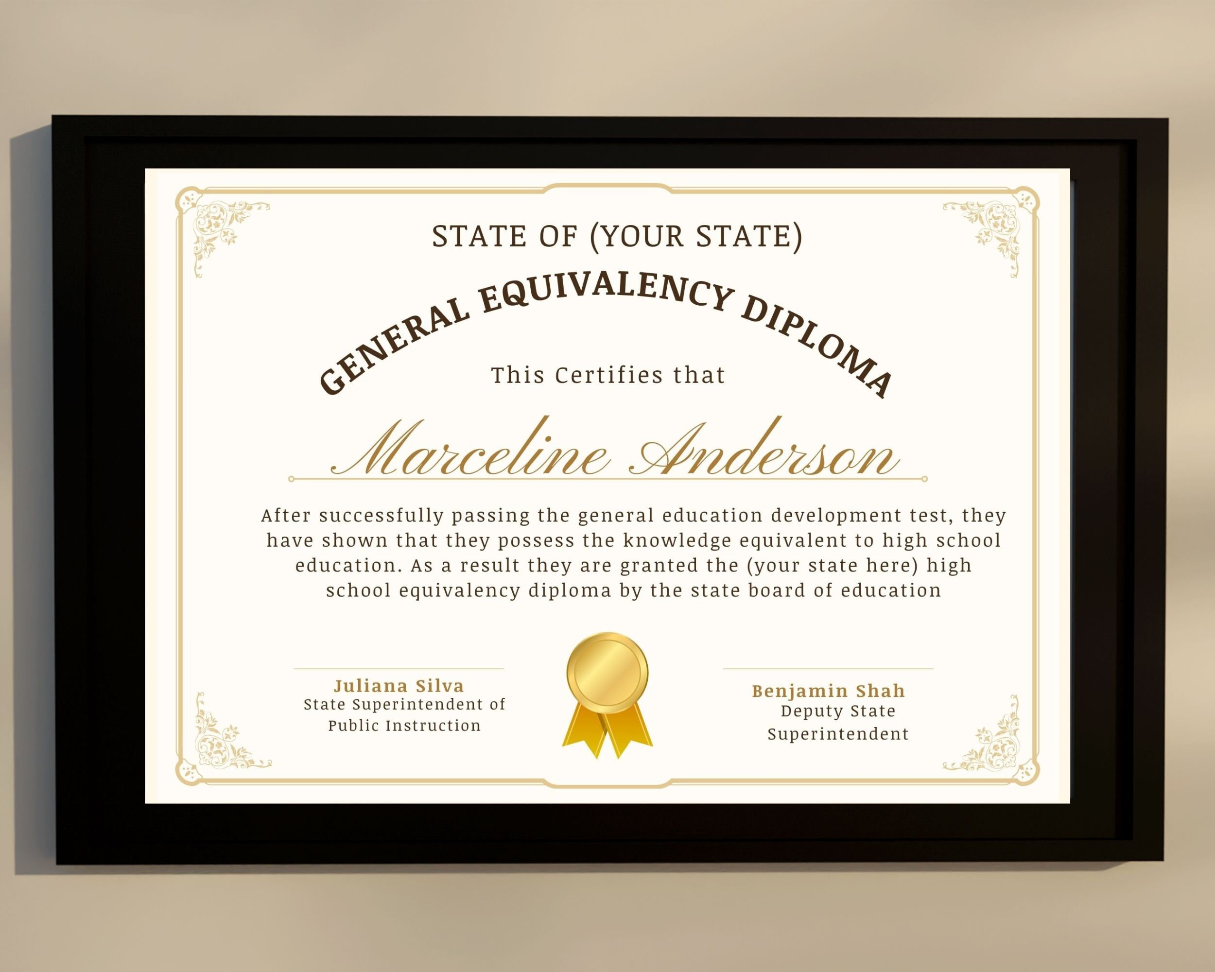 GED Diploma Certificate Template, Editable Certificate, Canva Template ...