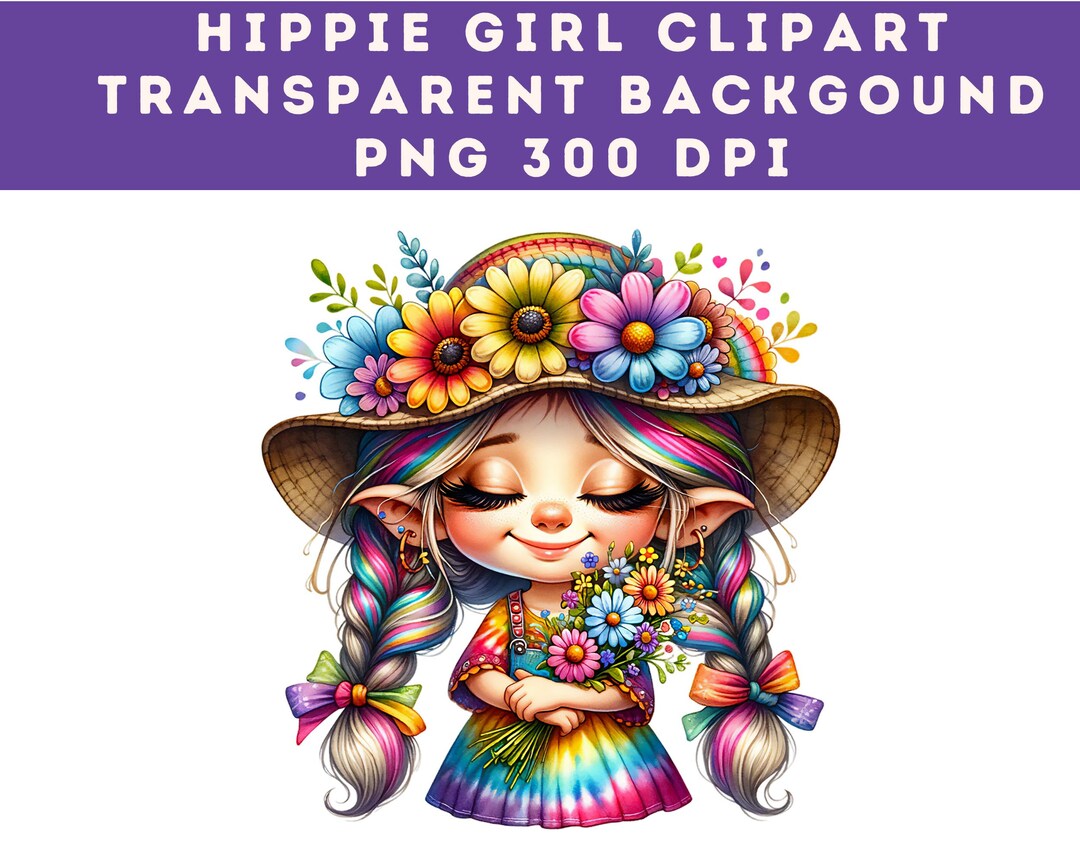 Hippie Girl Gnomes Png Sublimation Design Download, Watercolor Gnome ...