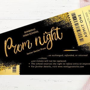 Editable Prom Invitation Formal Invitation Homecoming Prom Tickets ...