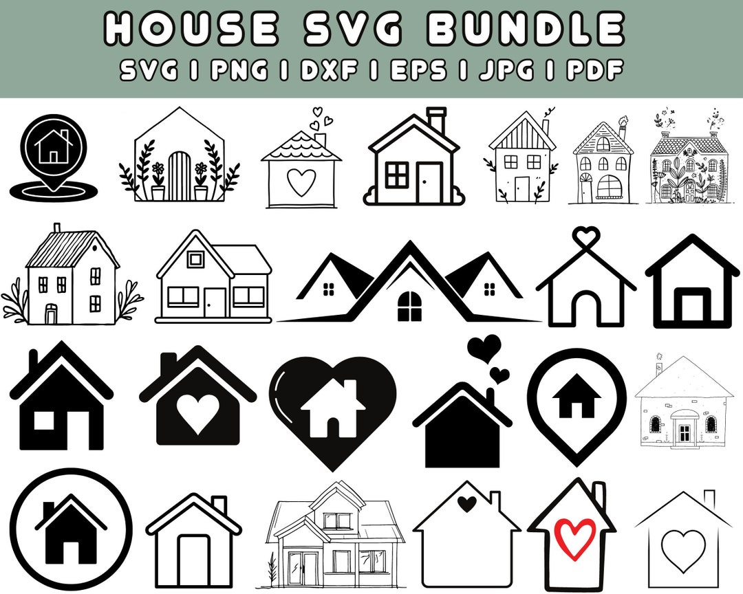 Little House Svg Bundle, Roof House Svg, House Outline Svg, Floral ...