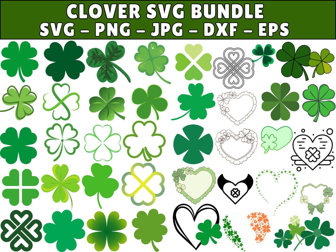 Clover SVG Bundle: Shamrock Clipart, St Patricks Day Design (digital ...