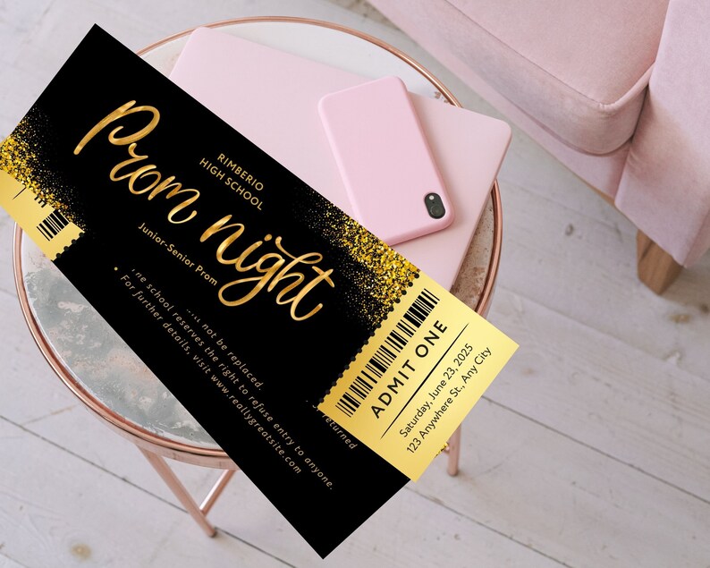 Editable Prom Invitation Formal Invitation Homecoming Prom Tickets ...