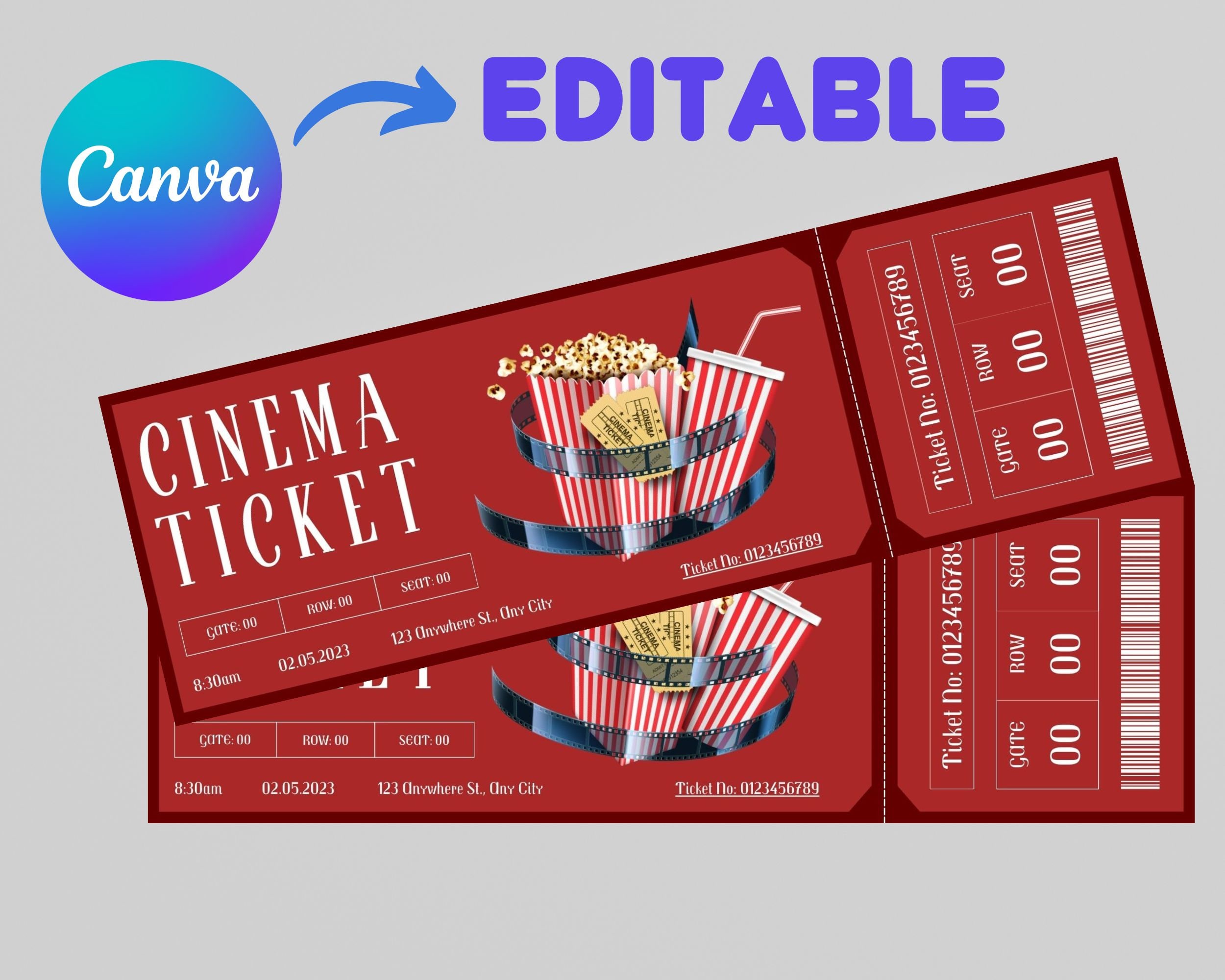 Plantilla De Talón De Entrada De Cine Invitación De Noche De Cine