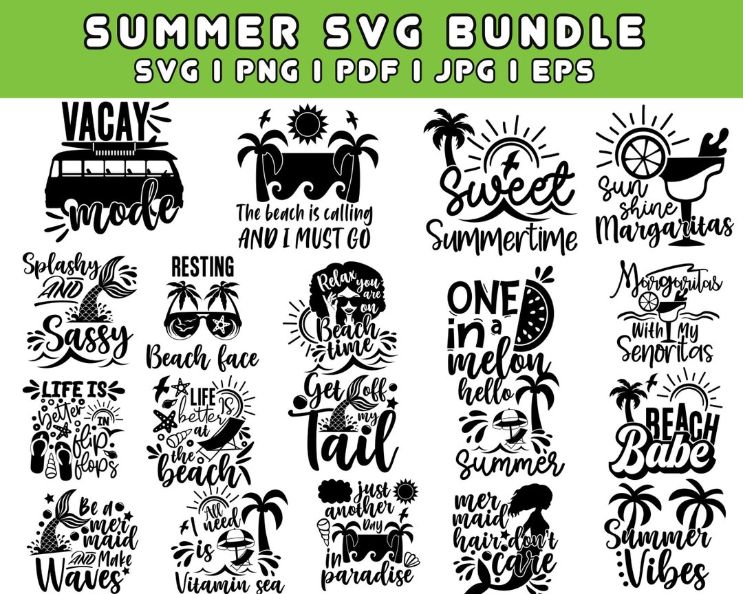 Summer Bundle SVG, Beach Svg, Summertime Svg, Funny Beach Quotes Svg ...
