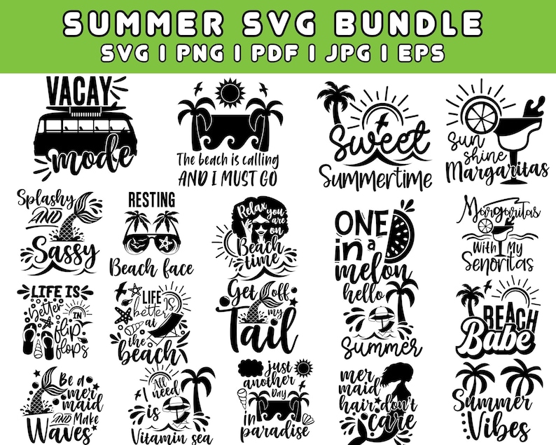 Summer Beach Quotes SVG Bundle: Cricut & Silhouette Cut Files - Etsy Canada