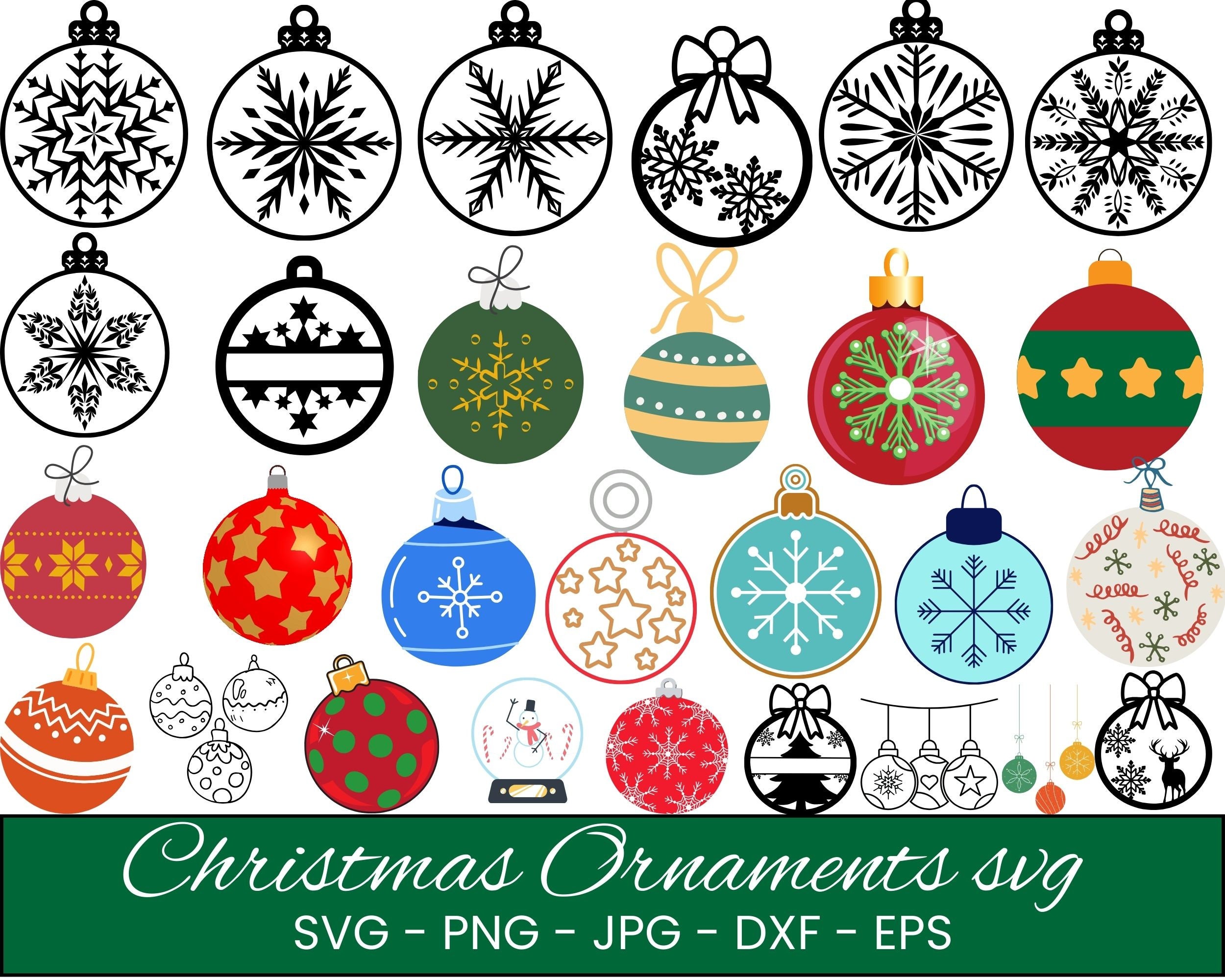 Christmas Ornament SVG Bundle, Tree Ornament SVG File, Christmas Decor ...