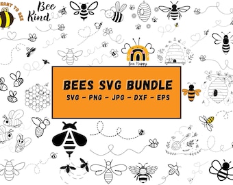 Bee SVG Bundle, Bumble Bee Svg, Honey Svg, Bee Clipart, Bee Silhouette ...