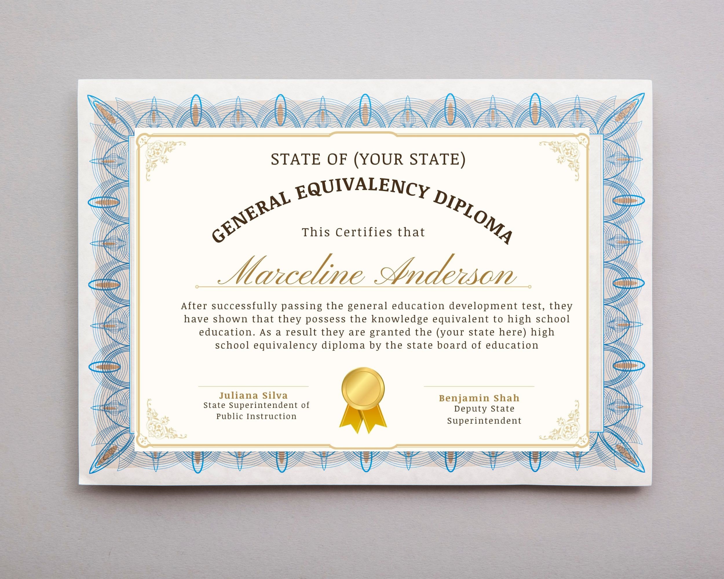 GED Diploma Certificate Template: Editable School Equivalency (canva ...