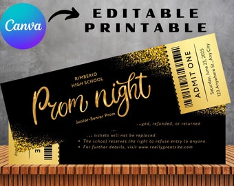 Editable Prom Invitation Formal Invitation Homecoming Prom Tickets ...
