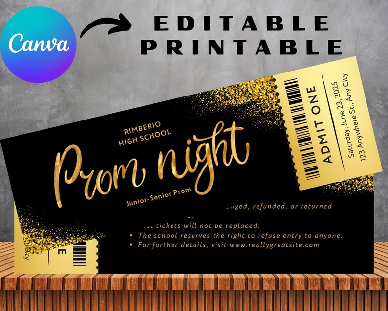 Editable Prom Invitation Formal Invitation Homecoming Prom Tickets ...