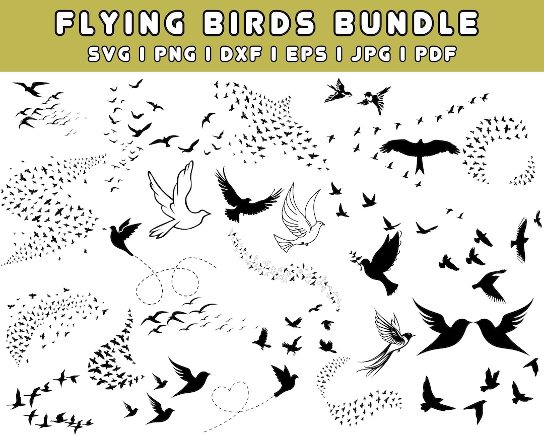 Flying Birds SVG Bundle, Flying Bird Svg, Flock of Flying Birds Svg ...