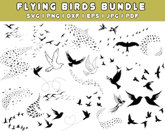 Cute Flying Birds SVG Bundle, Flying Bird Svg, Flock of Flying Birds ...