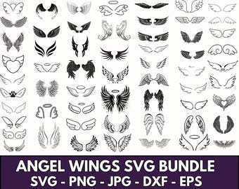 Angel Wings Svg Bundle, Angel Wings Clip Art, Wings Cut File for ...