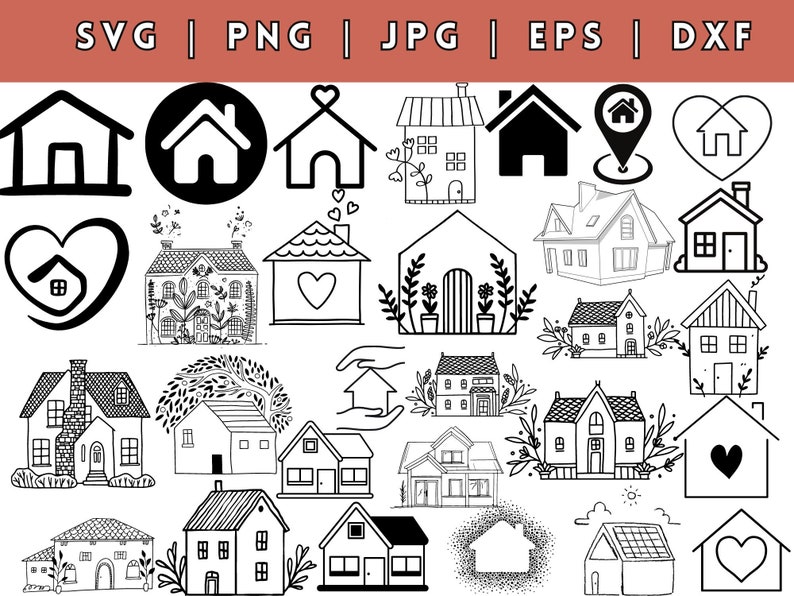 House SVG Bundle: Floral, Scandinavian, Tiny House Cut Files (digital ...